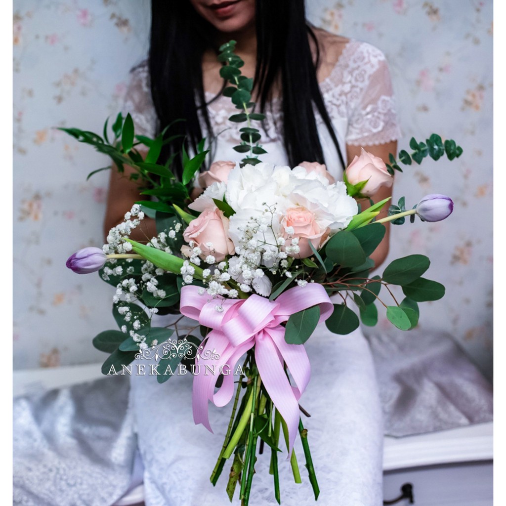 Jual Buket Pernikahan Bunga Mawar Asli Fresh Wedding Rose Flower Hand ...