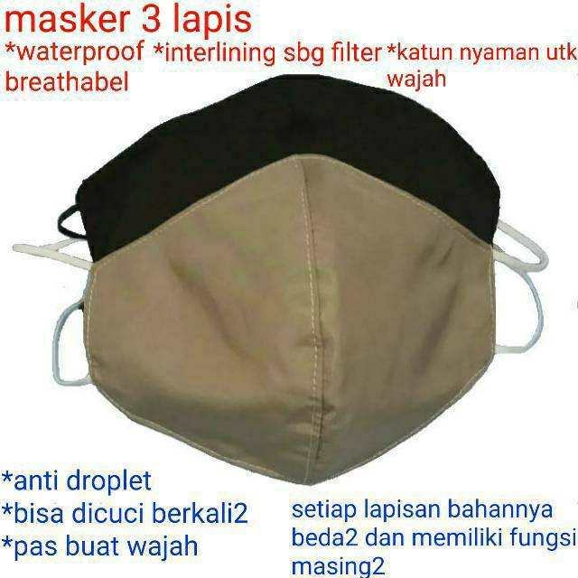 Jual Masker Kain 3 ply Masker 3 Lapis | Shopee Indonesia