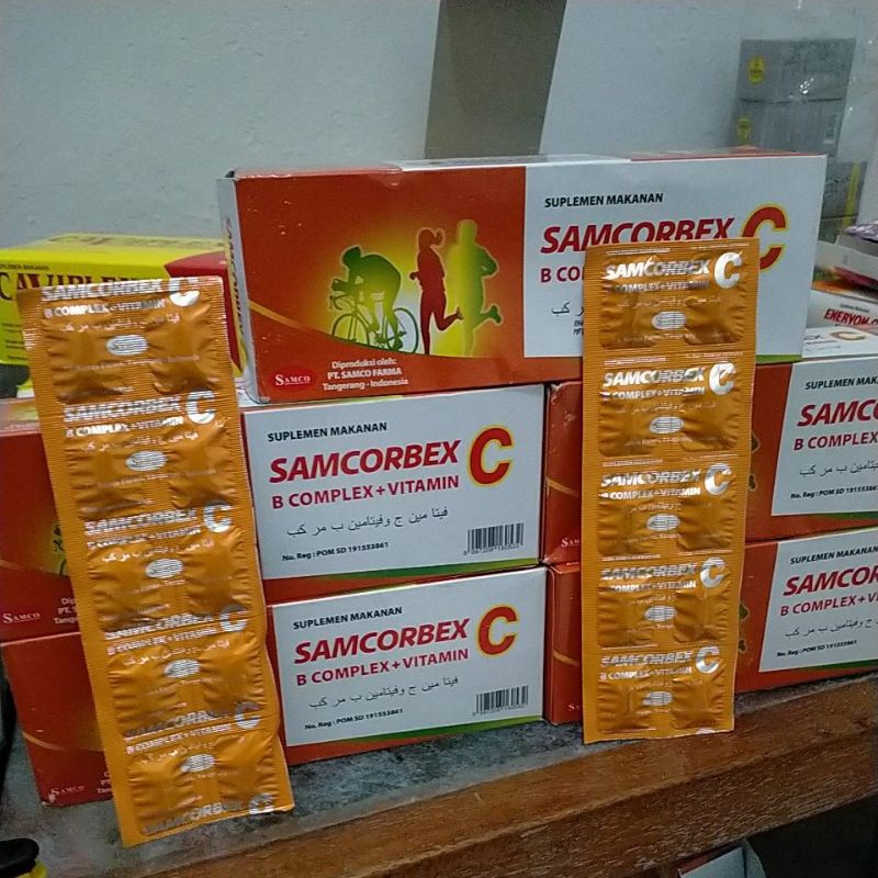 Jual SAMCORBEX VITAMIN C & B COMPLEX / HARGA PERSTRIP ISI 10 TABLET ...