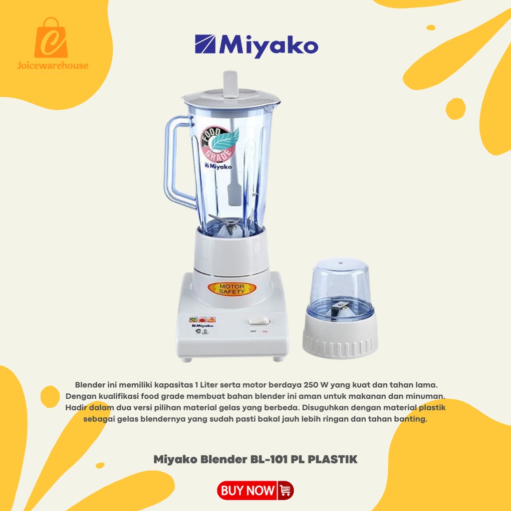 Jual Miyako Blender Plastik 2in1 BL 101 PL / Belender Miyako ORIGINAL ...