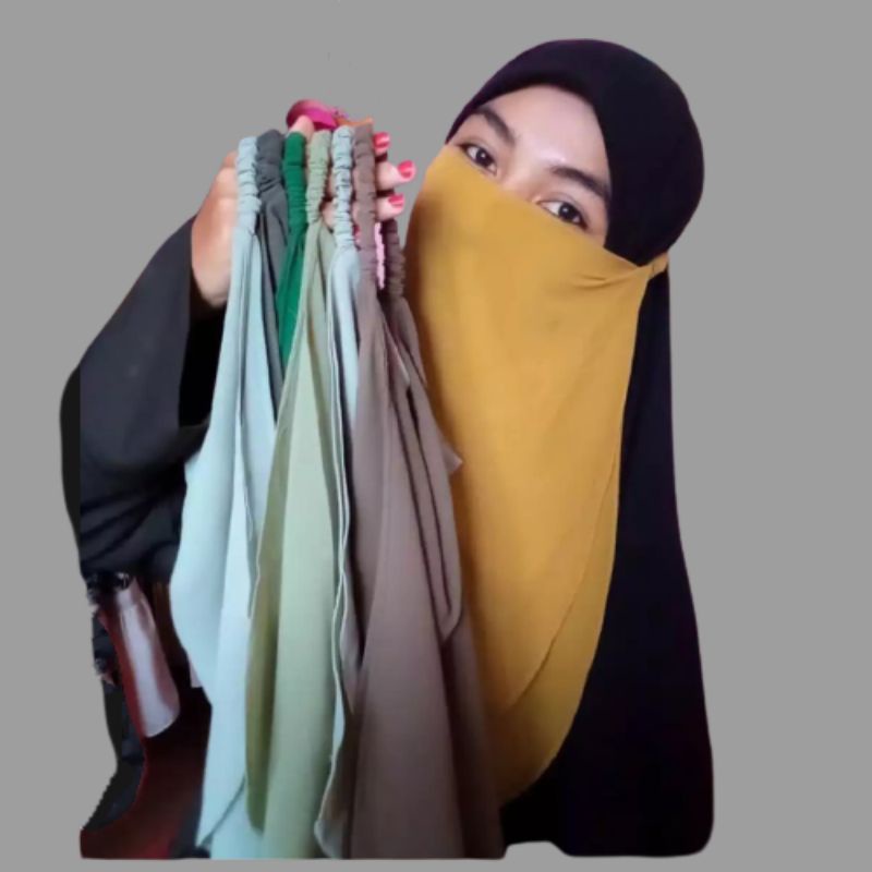 Jual Cadar Niqob Nikab Niqab Purdah Tali Karet Dua Layer Karet Tanpa Jahitan di Bawah Mata Bahan ...