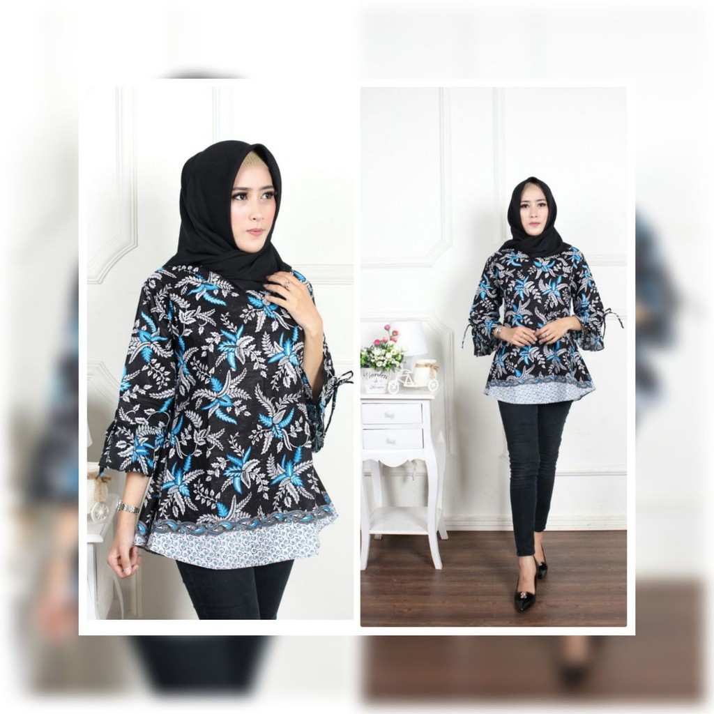 Jual PBI II BLUS BATIK MODERN WANITA II MOTIF BLARAK BIRU | Shopee ...