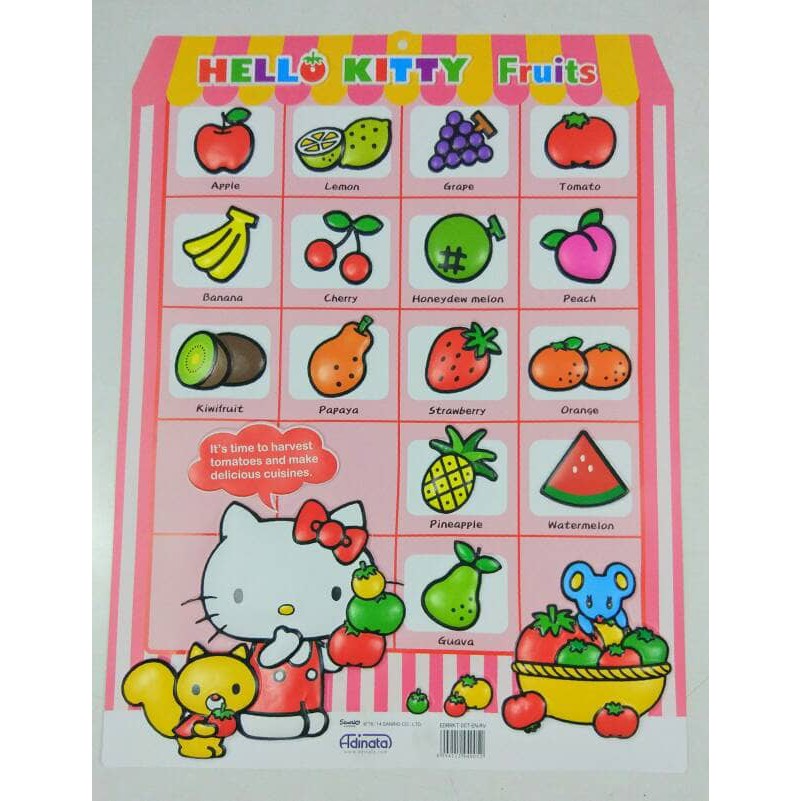 Jual READY POSTER EDUCATIONAL CHART: HELLO KITTY FRUITS BUAH ANAK ...