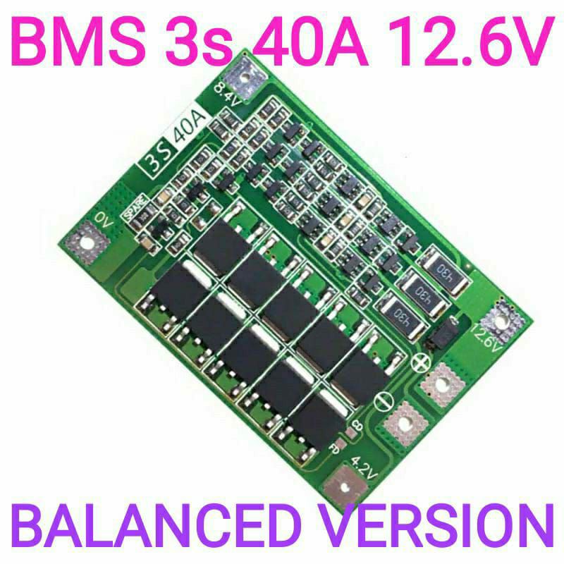 Jual Paket BMS 3S 20A atau 40A 12.6V Balanced Version ~ Dengan Pin ...
