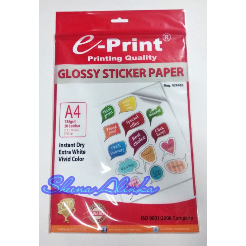 Jual Kertas Foto Sticker Glossy Eprint 135 gram | Shopee Indonesia