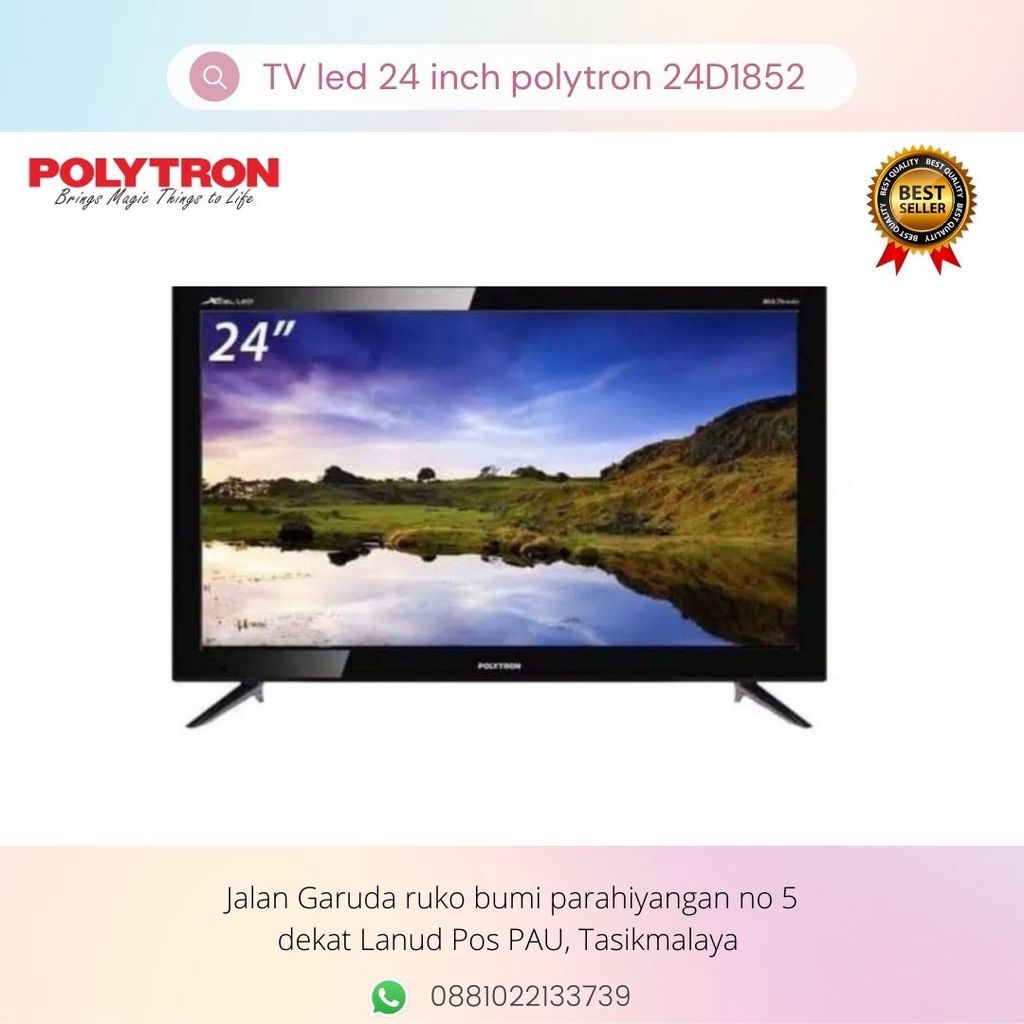 Jual TV led polytron 24 inch 24D1852 | Shopee Indonesia