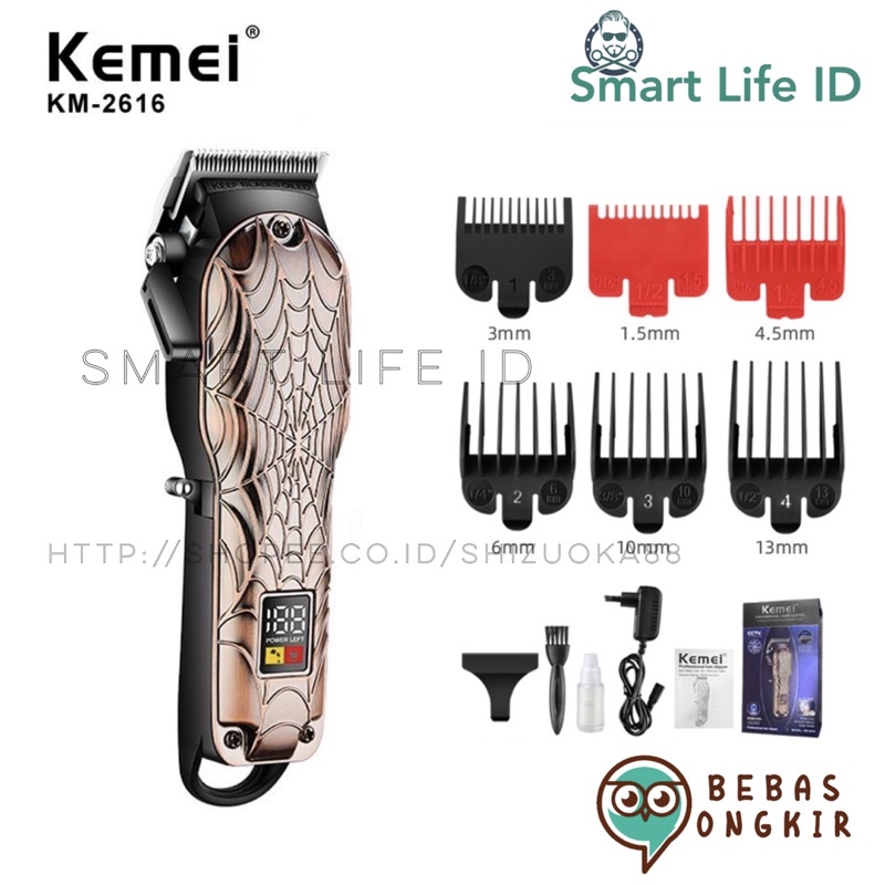 Jual Kemei KM-2616 Alat Cukur Rambut Hair Clipper Professional Turbo Elektrik Mesin Cukuran LCD ...