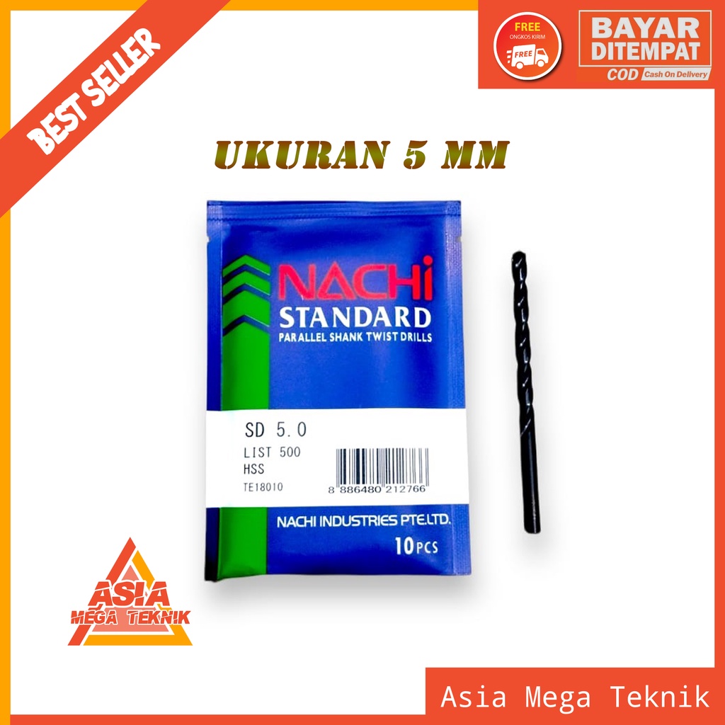 Jual NACHI mata bor besi eceran 3mm 4mm 4.5mm 5.5mm 6mm 7mm 8mm 10mm twist drill hss Original ...