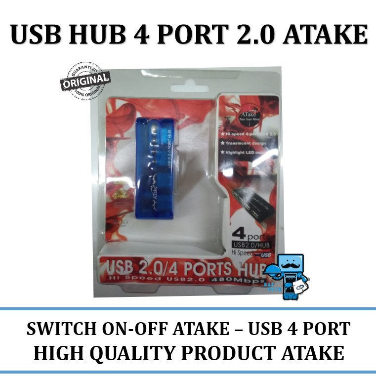 Jual USB HUB 4 Port 2.0 Atake Plug & Play | Shopee Indonesia