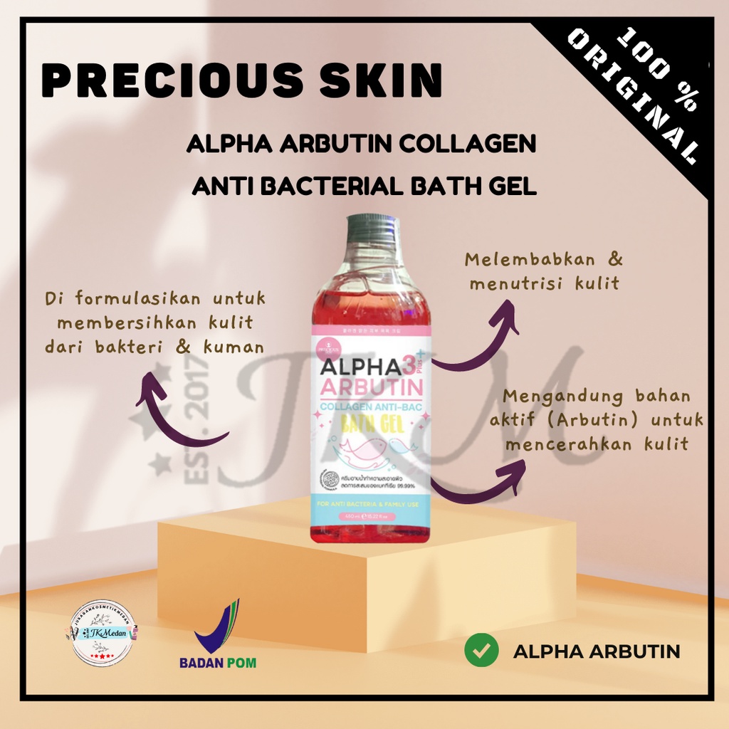 Jual ALPHA ARBUTIN 3+ COLLAGEN ANTI-BAC BATH GEL BPOM SABUN MANDI ...