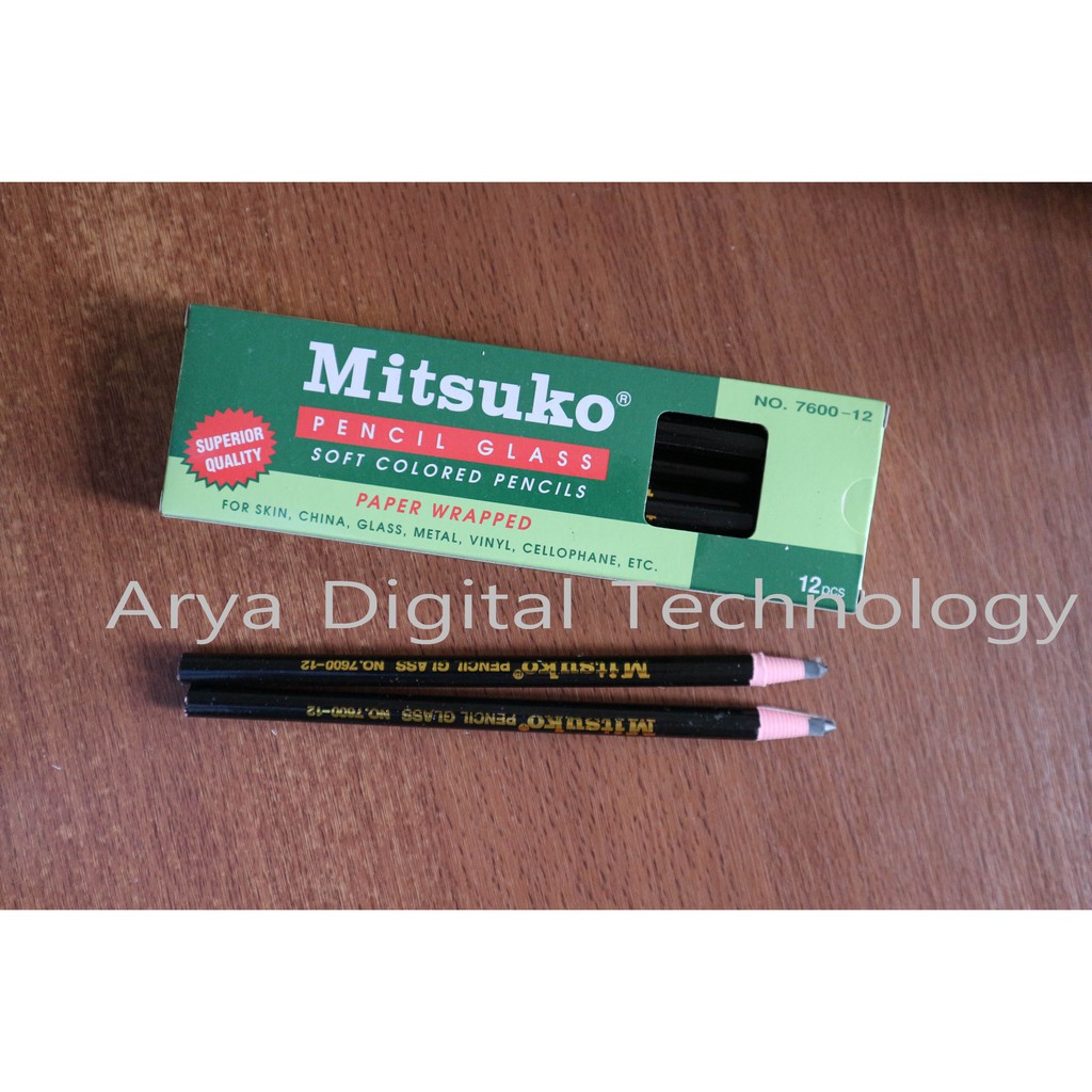 Jual Pencil Glass Mitsuko Pensil Kaca Dermatograph Penanda Warna Hitam ...