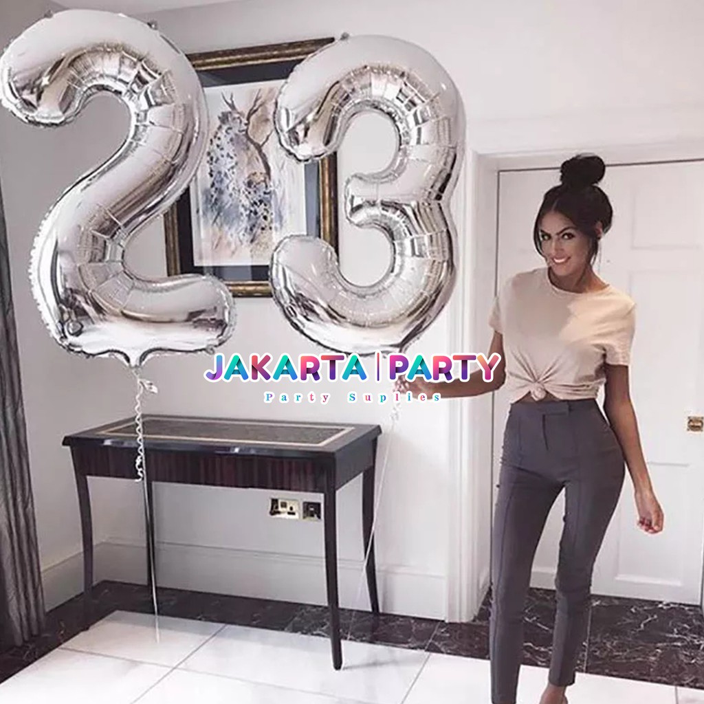 Jual Balon Angka Silver 80cm / Balon Angka Jumbo / Balon Foil Angka ...
