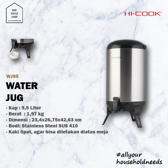 Jual Water Jug Teko Air Termos Decanter Stainless 9,5 Liter Hi-Cook ...