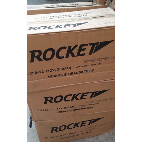 Jual battery vrla rocket 12v 200ah original baru solar panel audio ups ...
