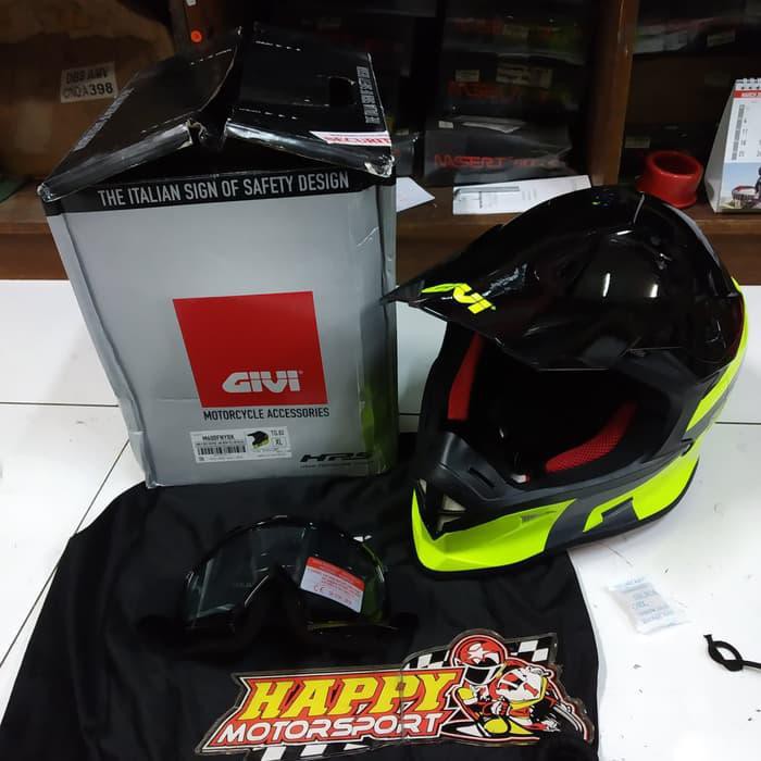 Jual HELM FULLFACE GIVI ITALY SUPERMOTO NEON YELLOW BLACK M600FNYBK M L ...