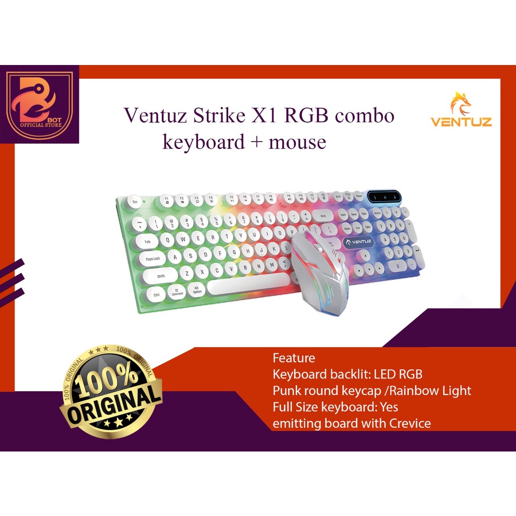 Jual VENTUZ STRIKE X1 RGB COMBO KEYBOARD MOUSE BLACK / WHITE | KEYBOARD ...