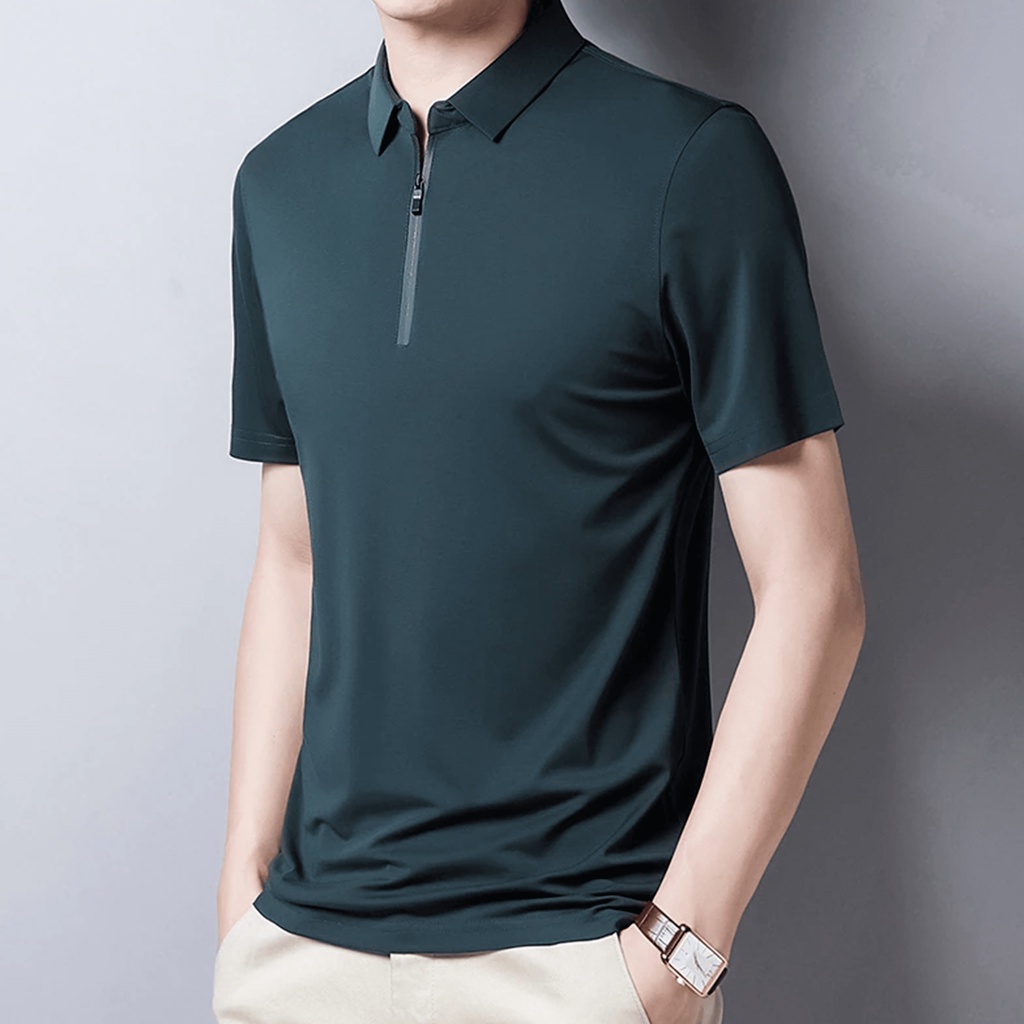 Jual Kaos Kerah Pria Model Hanan/Kaos Polos/Kaos Resleting/Kaos Dewasa ...