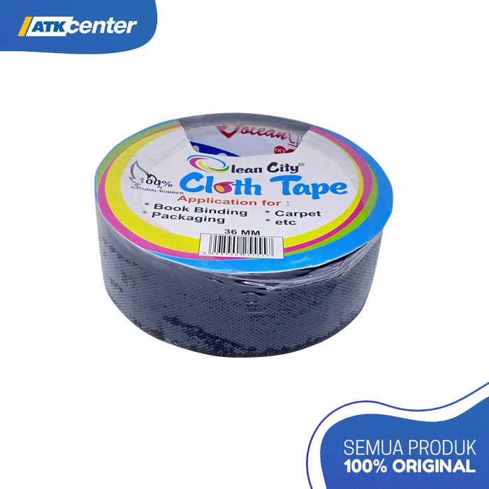 Jual Cloth Tape / Lakban Kain Olean City 1.5" (36 MM X 10 M) Black ...