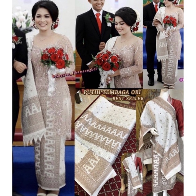 Jual EXCLUSIVE Songket Putih Tembaga Mix ORI /Songket tenun palembang ...