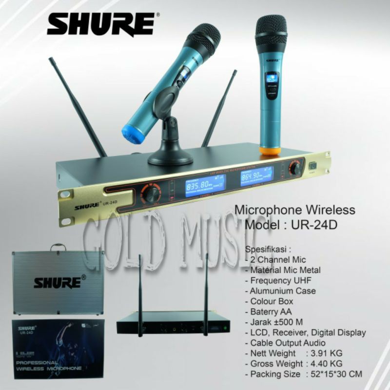 Jual Mic wireless shure UR 24D ( Handheld ) UR24D | Shopee Indonesia