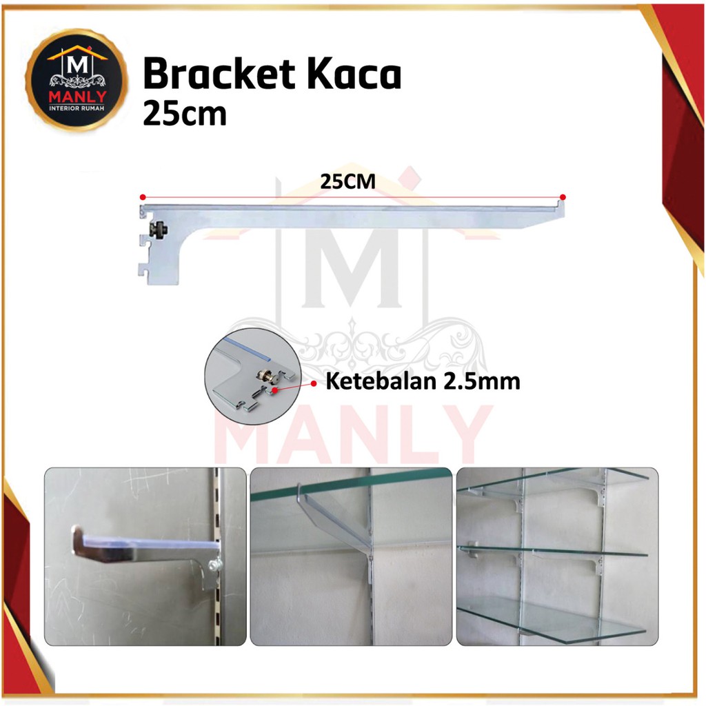 Jual Daun Bracket Kaca / Braket Kaca / Siku Braket Besi Penyangga Rak ...
