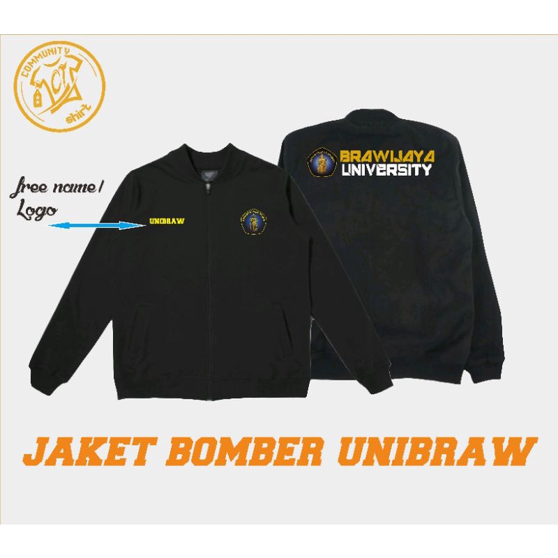 Jual Jaket Bomber Universitas Brawijaya / UNIBRAW Jacket Canvas Black ...