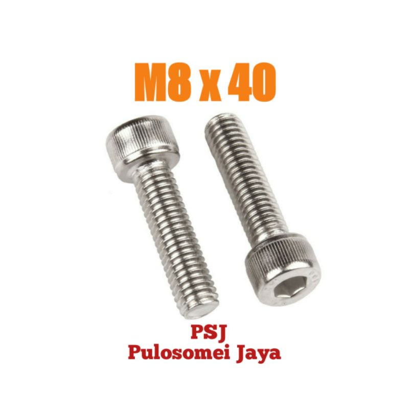 Jual Baut L M8 x 40 Stainless 304 / Hex Socket Head Cap Screw | Shopee Indonesia