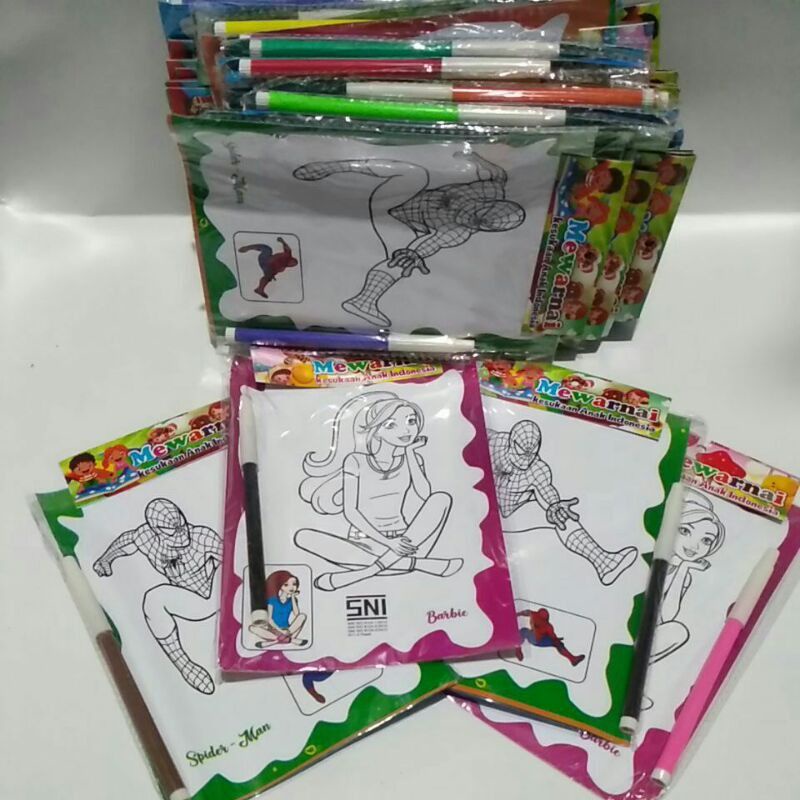 Jual Mainan Anak Warung Gambar mewarnai Spidol 20pcs | Shopee Indonesia
