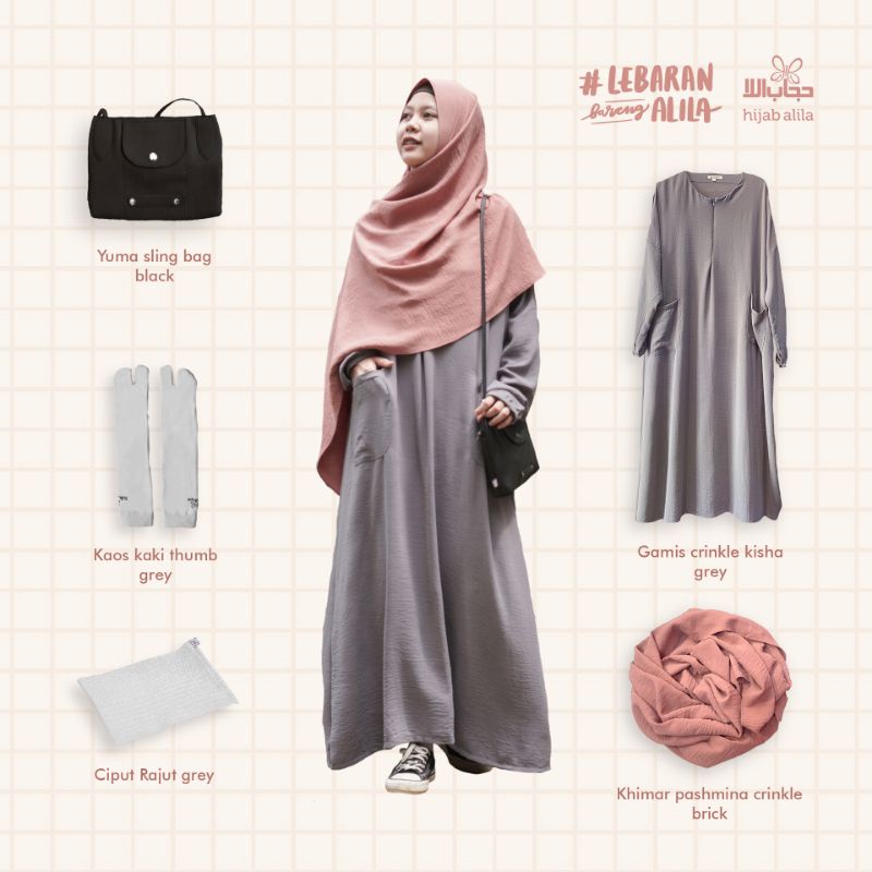 Jual Hijab alila Gamis kusha dan kisha Bahan Crinkle | Shopee Indonesia