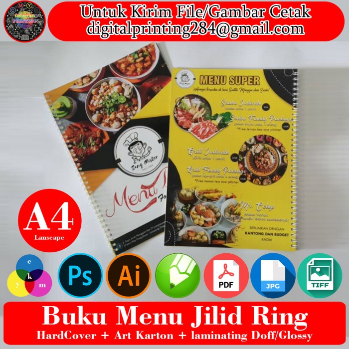 Jual Buku Menu Hard Cover Resto Caffe A4 - Doff, 4 lembar | Shopee ...