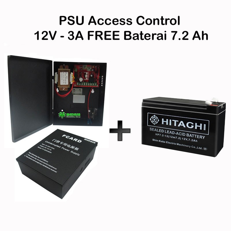 Jual Power Supply Access Control PSU 12V 3A FREE Battery Garansi 1 ...