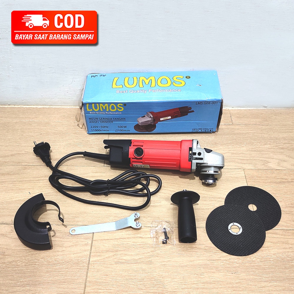 Jual MESIN GERINDA TANGAN 4 INCH 500 WATT LUMOS BONUS BATU GERINDA ...