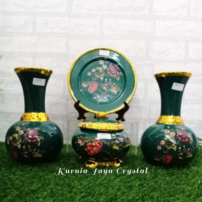 Jual Pajangan Vas, piring dan Toples set 5/ Pajangan Lemari Etalase ...
