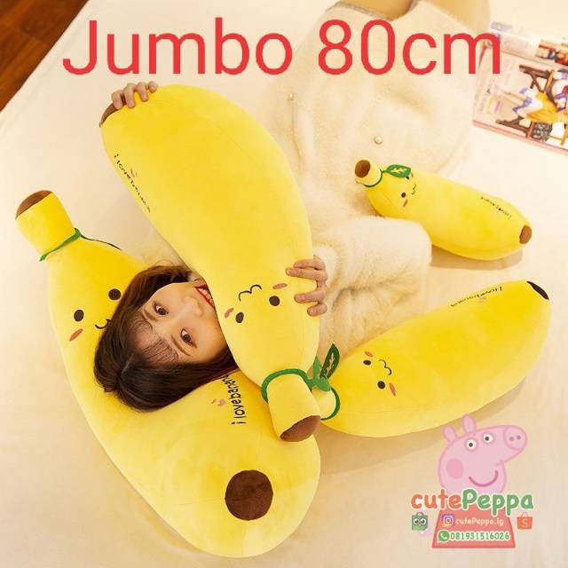 Jual Boneka pisang jumbo 80cm import lembut spt miniso guling banana ...