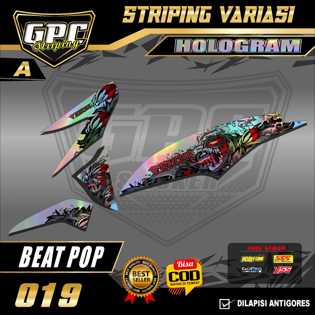 Jual STICKER STRIPING LIST VARIASI HOLOGRAM BEAT POP DESAIN VENOM GPC ...