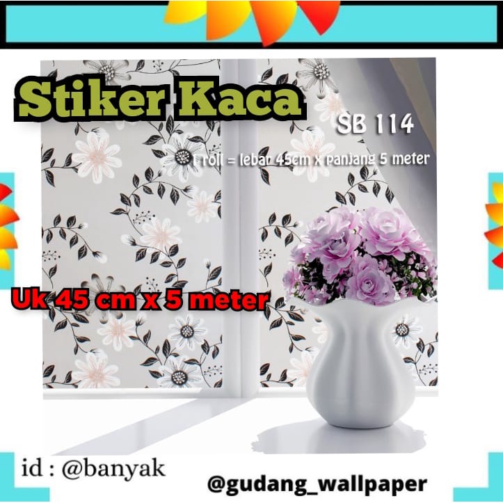 Jual GD STICKER KACA SUNBLAST KACA UK 45CM X 5 METER SB 114 MOTIF BUNGA ...