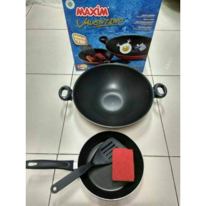 Jual Teflon Maxim Valentino isi 2 Anti lengket Maxim Wajan Teflon ...