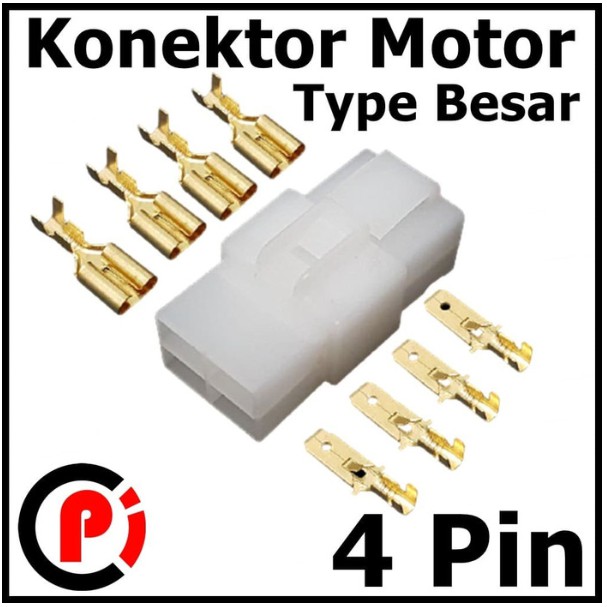 Jual Connector Motor Besar 6mm 4 Pin 4P Plus Skun Set Soket Konektor | Shopee Indonesia