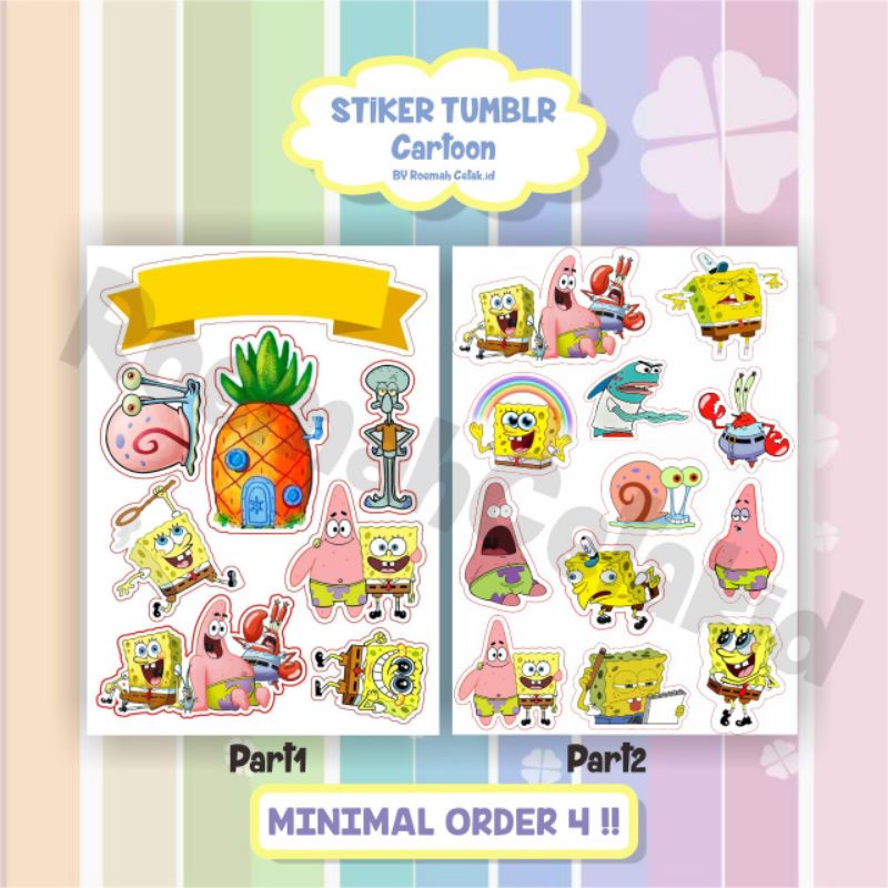 Jual sticker aesthetic tumblr cartoon spongebob bisa dipakai di HP ...