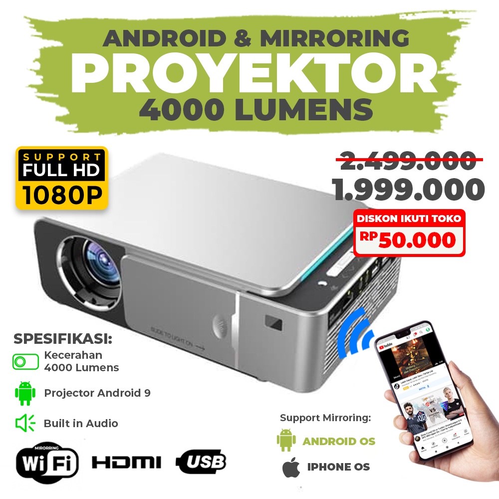 Jual Proyektor Projector Android & Mirroring Miracast Android & IOS ...
