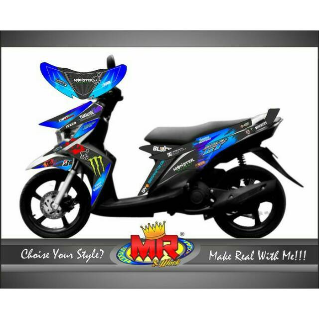 Jual Decal Premium Mio Soul GT biru hitam Stiker Sticker desain ...