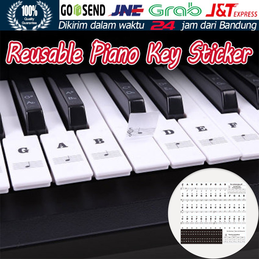 Jual Reusable Piano Key Sticker Keyboard Stickers 37/49/54/61/88 Piano ...