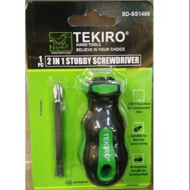 Jual Obeng Mini Dua Arah Tekiro atau 2 In 1 Stubby Screwdriver | Shopee ...