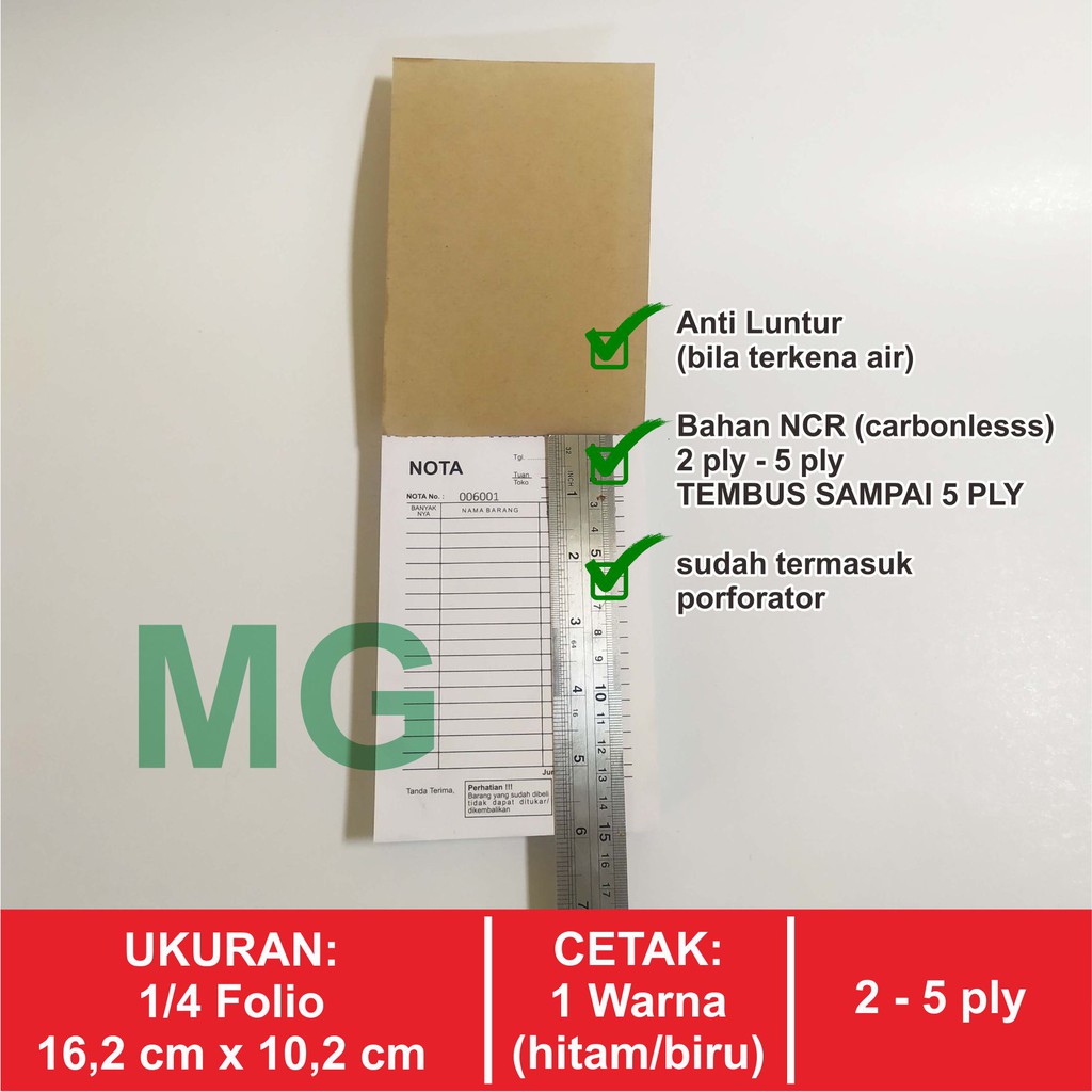 Jual Bon Nota Anti Luntur Custom Desain / Nama Sendiri 2 Ply (Rangkap ...