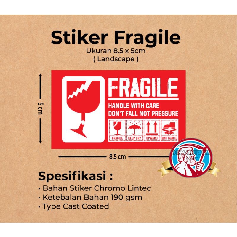 Jual Stiker Sticker Fragile / Stiker Fragile uk 8,5cm x 5cm// Stiker ...