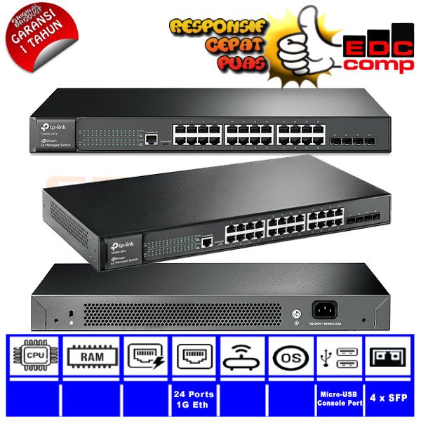 Jual TP-Link T2600G-28TS JetStream 24-Port Gigabit L2 Managed 4 SFP ...