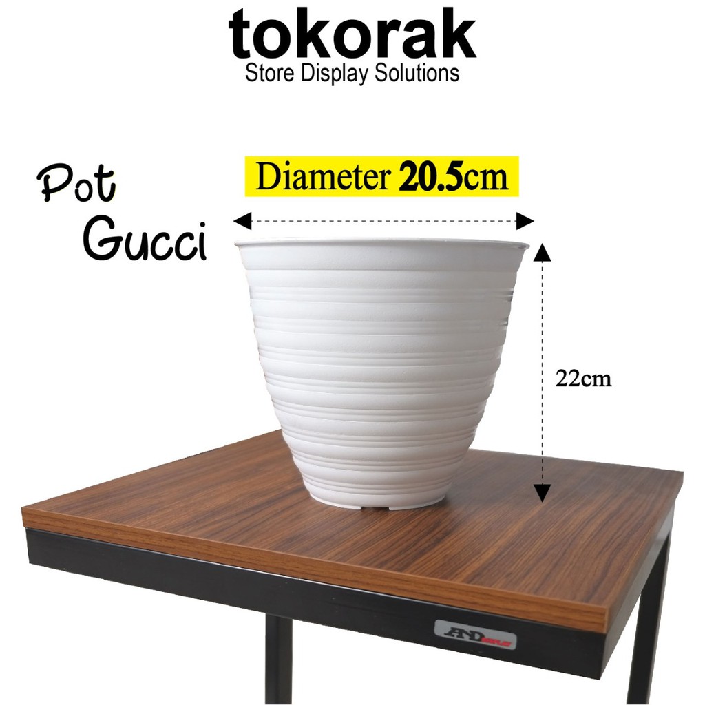 Jual POT BUNGA 22 PLASTIK PUTIH TAWON PIRUS TIRUS GUCI | Shopee Indonesia