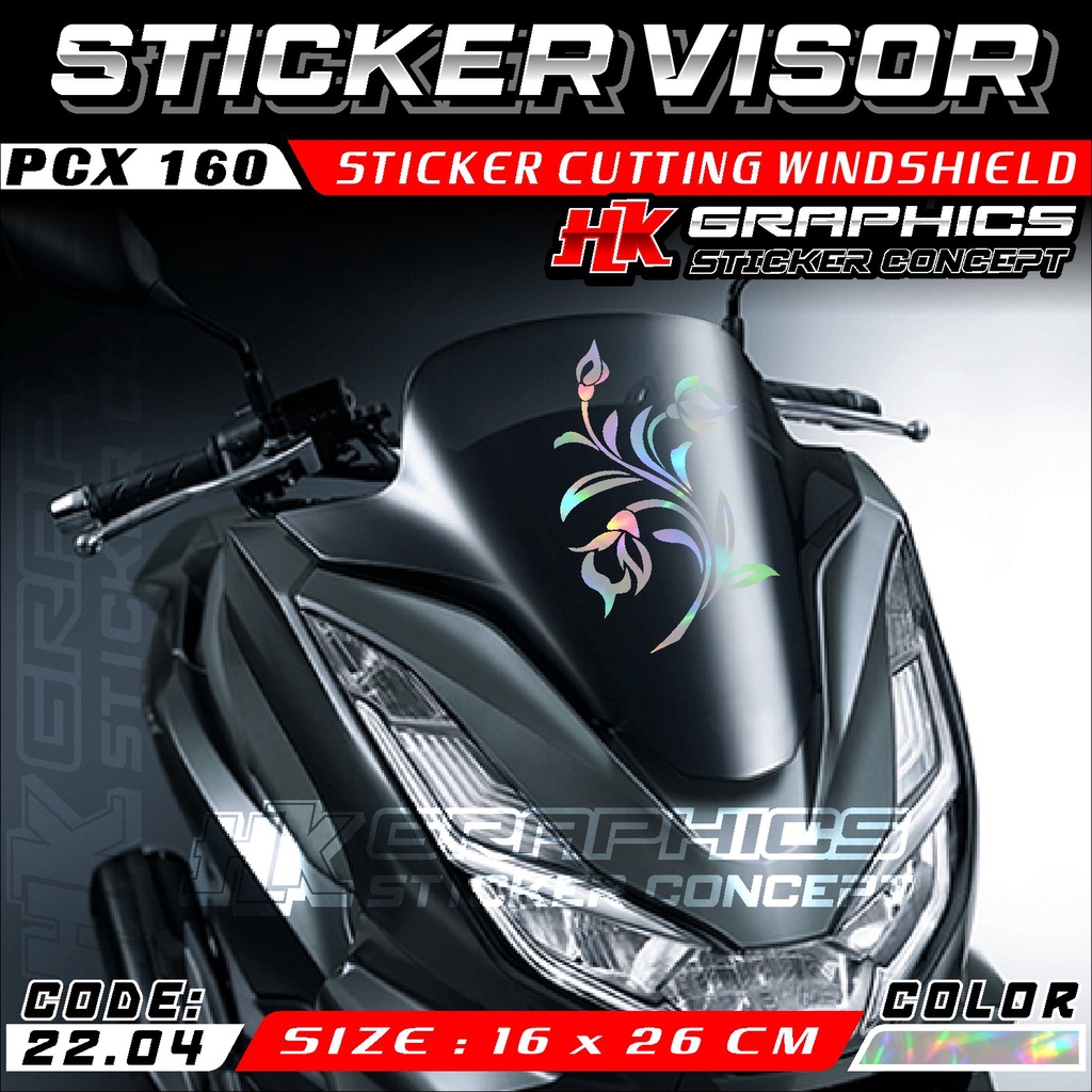 Jual HK Graphic Cutting Sticker Variasi Visor Wingshield PCX 160 Stiker Motif Bunga KODE HKCW 22 ...