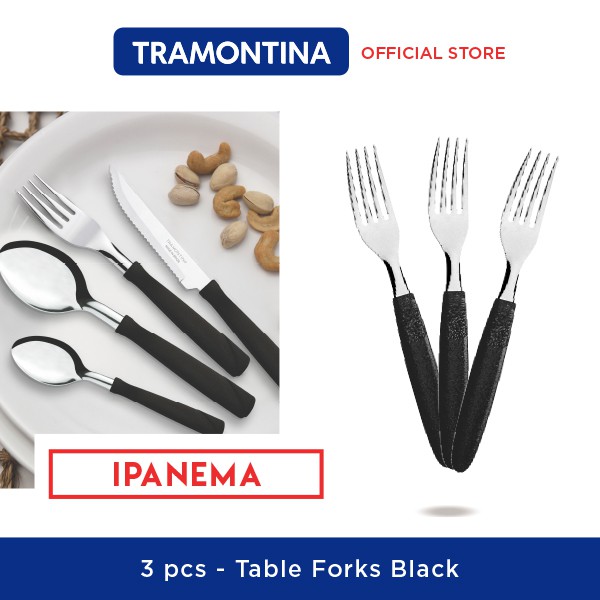 Jual Garpu Makan / Table Fork Tramontina Ipanema Hitam 3 Pcs | Shopee Indonesia