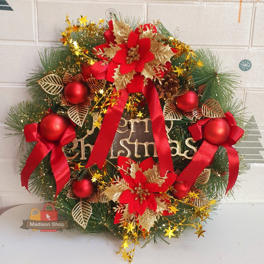 Jual Krans Natal Besar Christmas Wreath Hiasan Bunga Gantungan Pintu ...